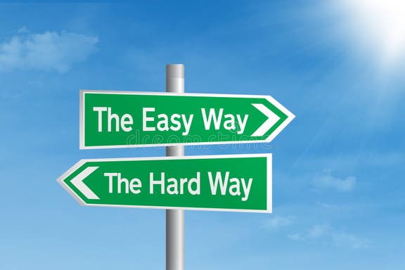 Easy vs hard way road sign stock image. Image of direction - 28849599