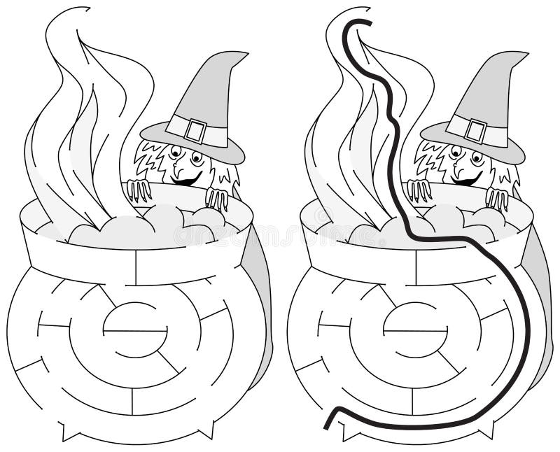 Easy witch maze stock vector. Illustration of labyrinth - 91315497