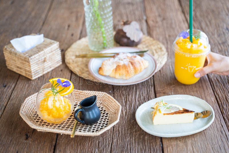 Eat Coffee and Bakery in Cafe Stock Photo - Image of almond, beverage ...