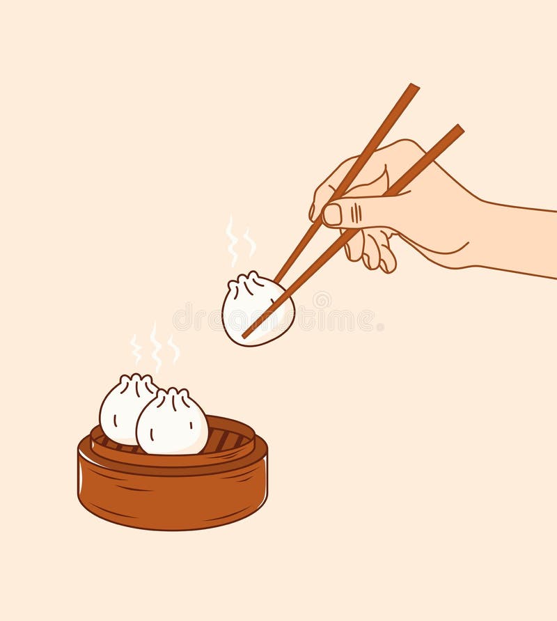 Eat Dumpling Using Chopstick Illustration Vector Stock Stock ...