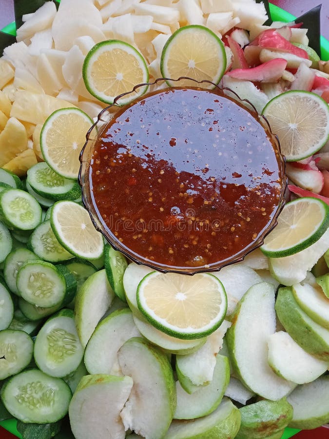 Eat fresh fruit at noon stock image. Image of rujak - 264477549