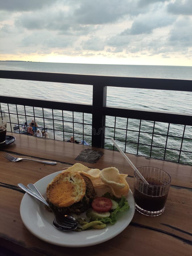 Eat Fried Rice and Coffe on the Beach Stock Image - Image of fried ...