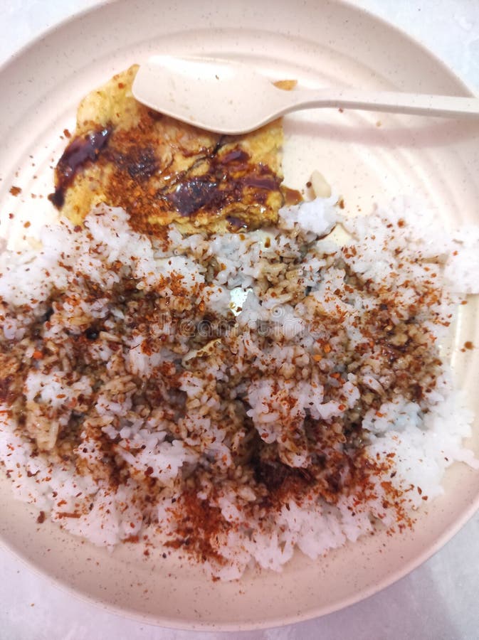 Eat Scramble Egg Chili Powder Rice Stock Image - Image of powder, chili ...