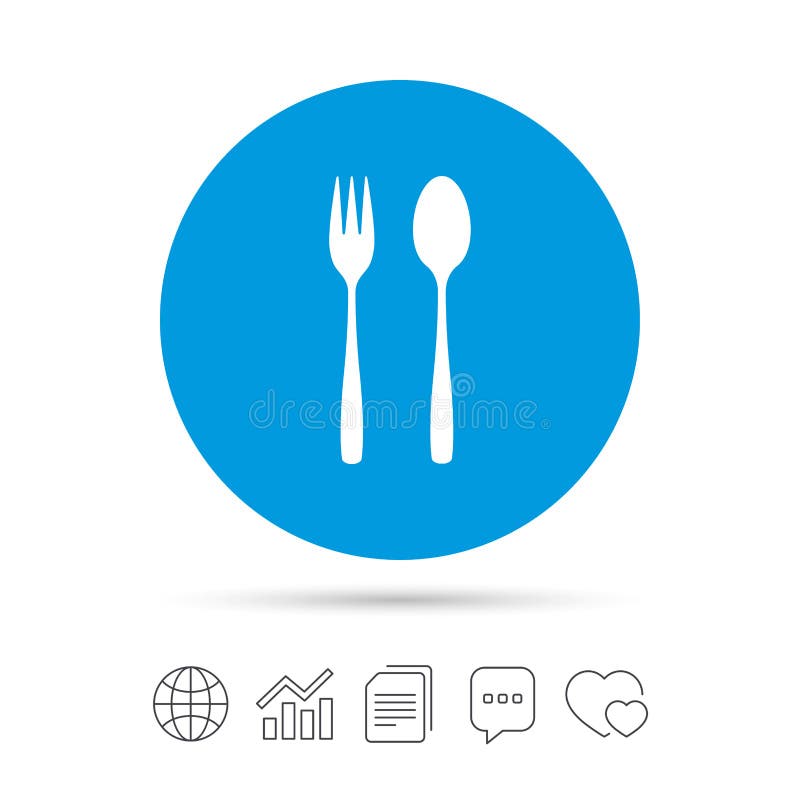 Eat Sign Icon. Dessert Fork and Teaspoon. Stock Vector - Illustration ...