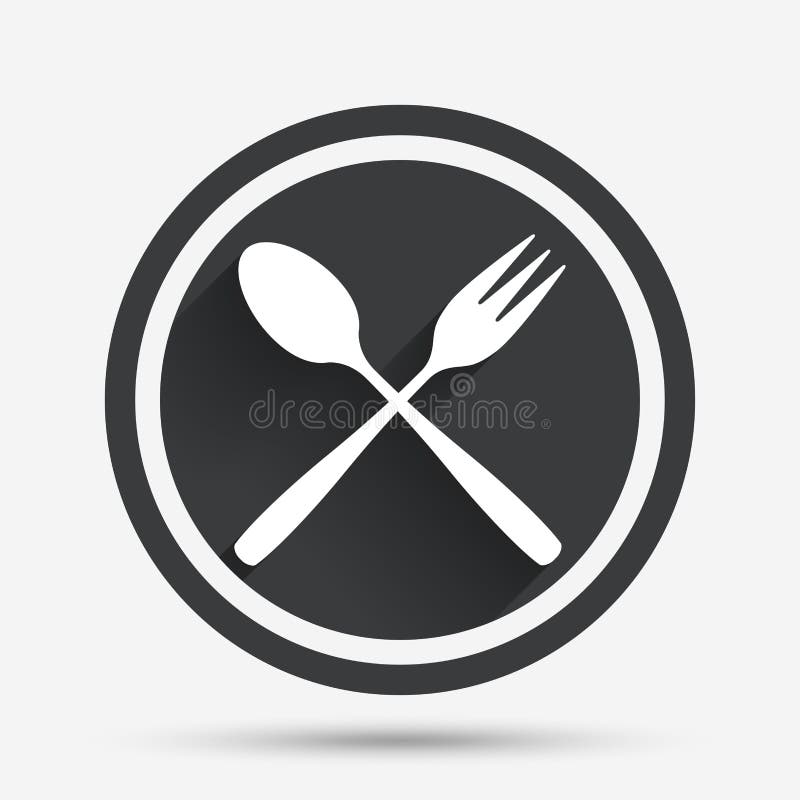Eat Sign Icon. Dessert Fork and Teaspoon. Stock Vector - Illustration ...