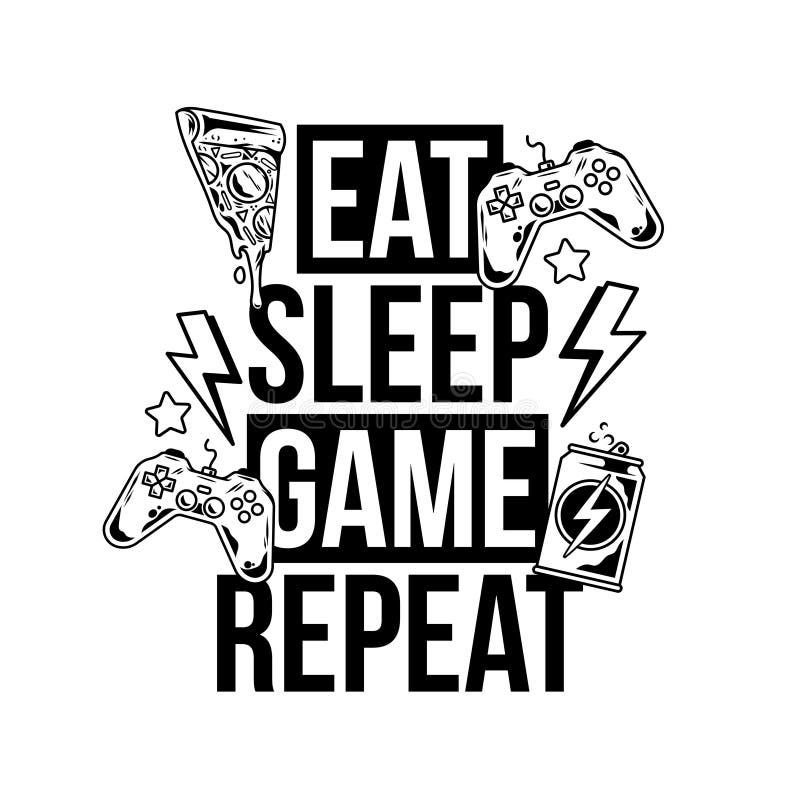 Game Slogan Good For Tee Print Eat Sleep Game Repeat Stock Vector