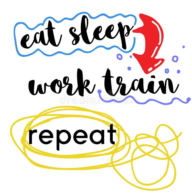 Eat Sleep Work Train Repeat Quote Sign Poster Stock Vector