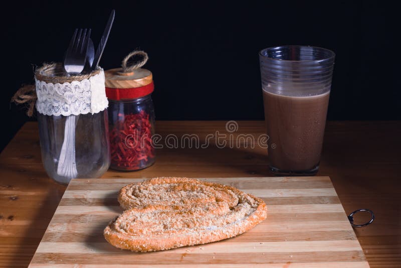 Eat Sweet Bread with Chocolate Cup Stock Image - Image of delicacy ...