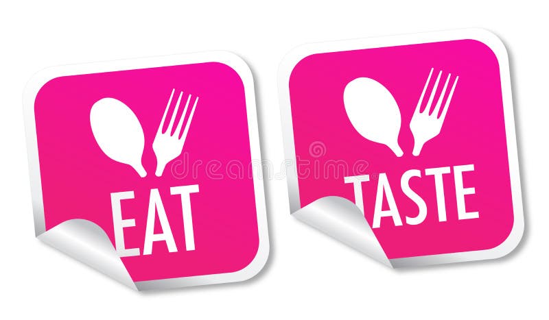 Ready To Eat, Diet and Cook Stickers Stock Vector - Illustration of ...