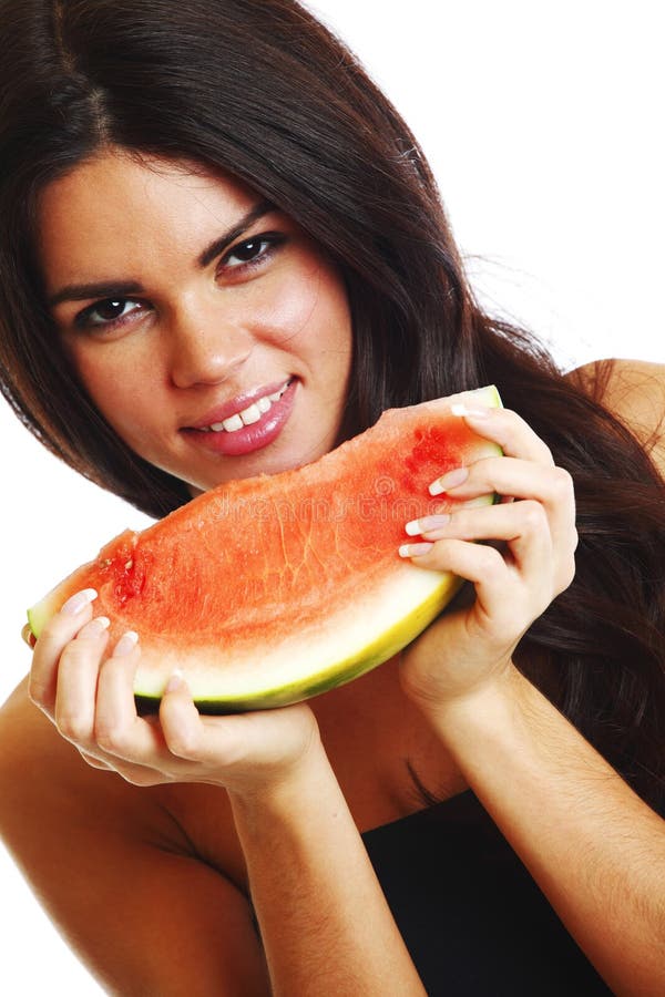Eat watermelon stock photo. Image of nice, hair, diet - 30966352