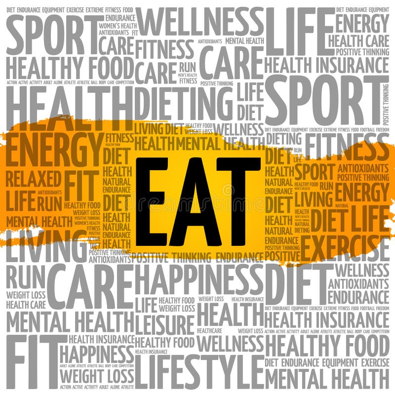EAT word cloud background stock illustration. Illustration of healthy ...