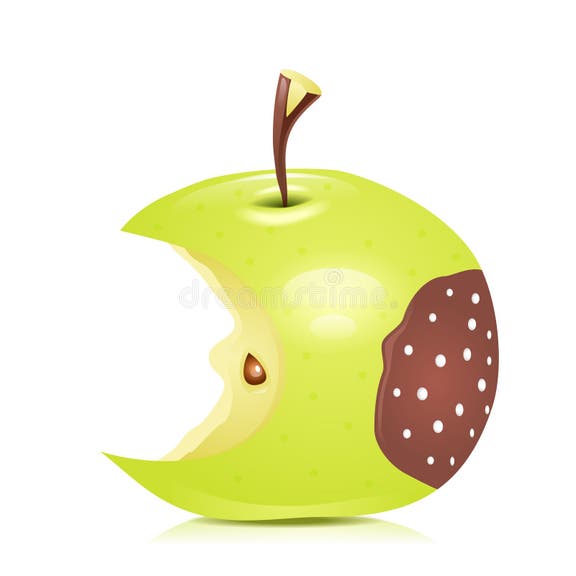 Eated rotten apple stock vector. Illustration of damaged - 78078167