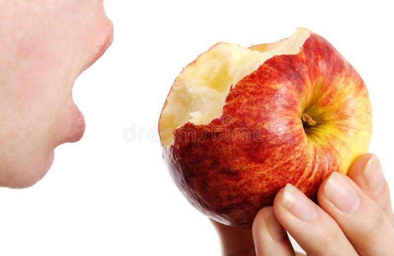 Eating of apple. stock photo. Image of vegetarian, studio - 18828248