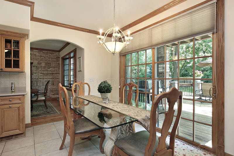 Eating Area With Several Windows Stock Photo - Image of furnishings ...