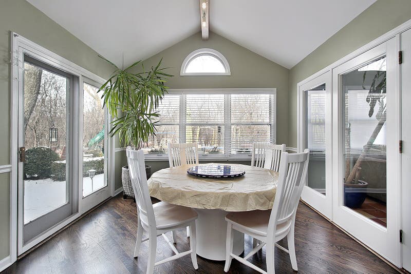Eating Area with Several Windows Stock Photo - Image of furnishings ...