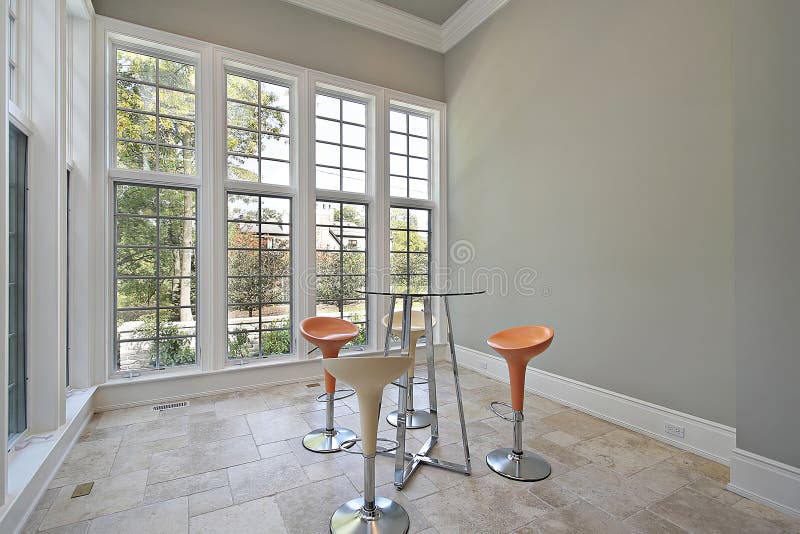 Eating Area with Several Windows Stock Photo - Image of furnishings ...