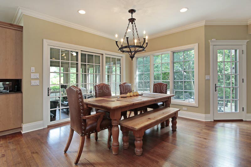 Eating Area With Several Windows Stock Photo - Image of furnishings ...
