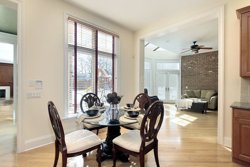 Eating Area with Several Windows Stock Photo - Image of furnishings ...