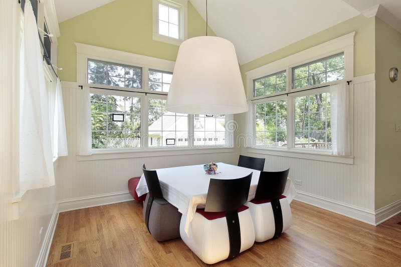 Eating Area with Several Windows Stock Photo - Image of furnishings ...
