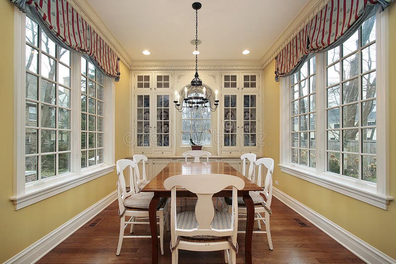 Eating Area with Several Windows Stock Photo - Image of furnishings ...