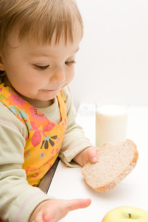 Eating baby stock image. Image of child, active, bread - 6815145