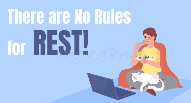 Eating while Binge-watching on Weekend Flat Vector Banner Template ...