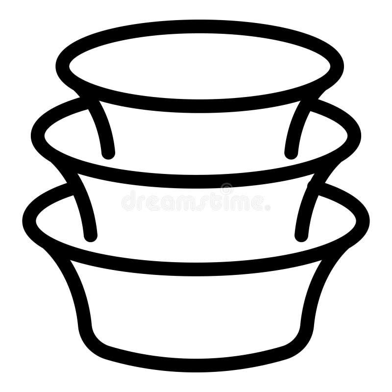 Eating Bowls Icon Outline Vector. Kitchen Dish Plates Stock Vector ...