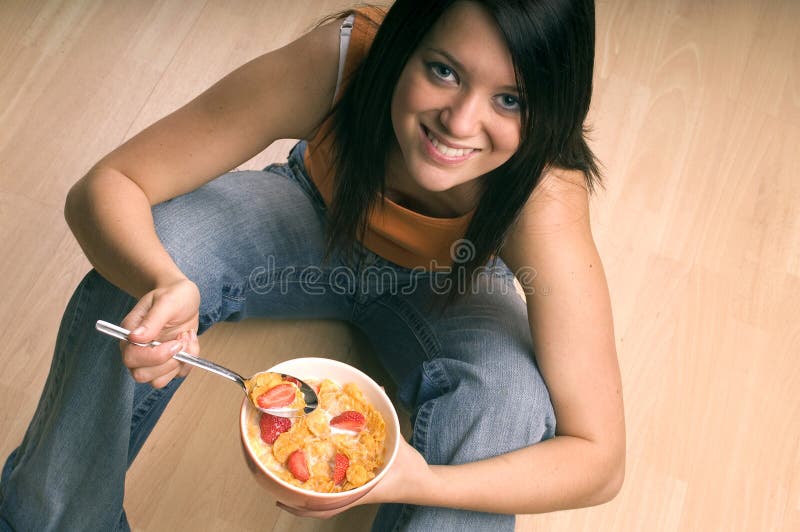 Eating breakfast stock image. Image of smile, healthy - 1530217