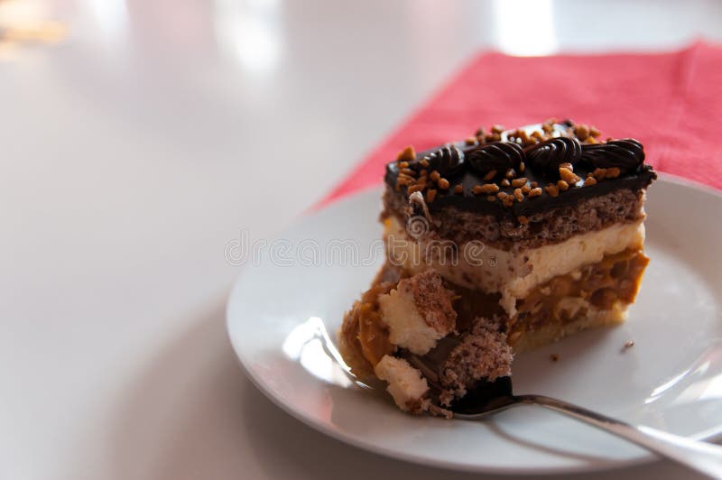 Eating cake . stock image. Image of person, dark, bakery - 100508871