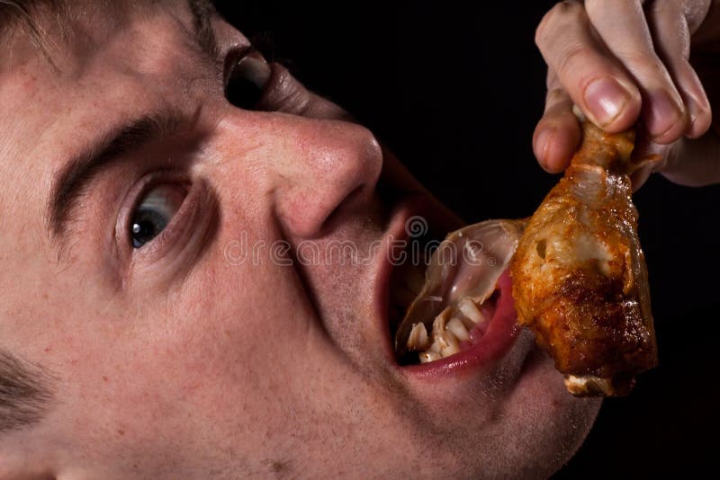 Eating chicken stock image. Image of mouth, meal, food - 12641365