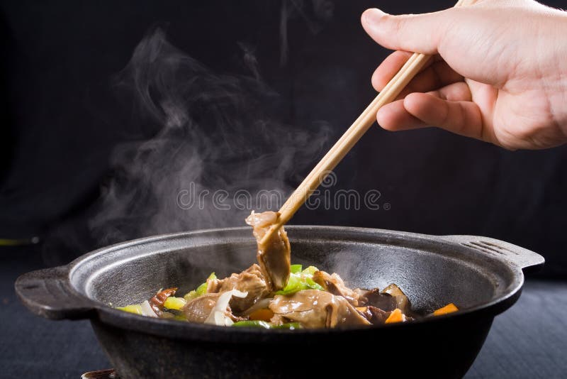 Eating chinese food stock photo. Image of hand, beef, lunch - 8671750