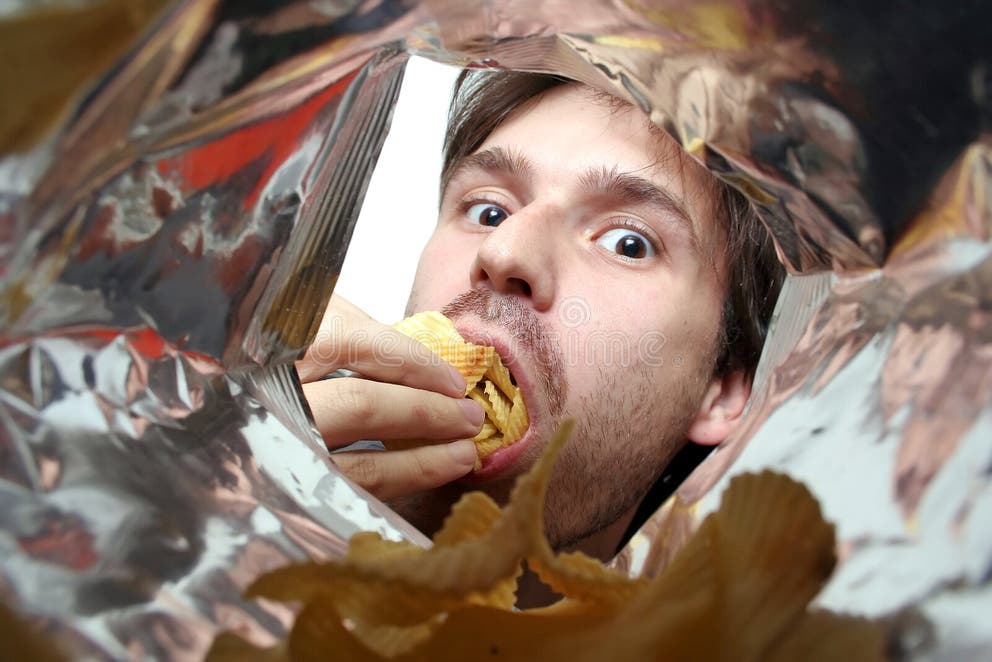 Eating chips stock photo. Image of pose, potato, posture - 3160632