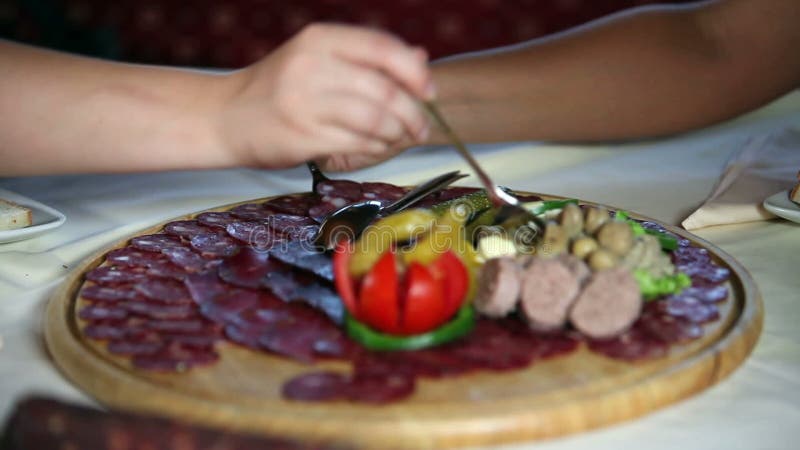 Eating cold cuts stock video. Video of spread, fork, bread - 68909123