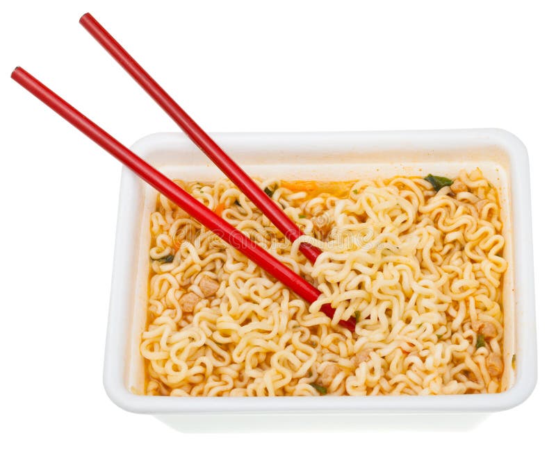 Eating of Cooked Instant Ramen Stock Photo - Image of chinese, meat ...