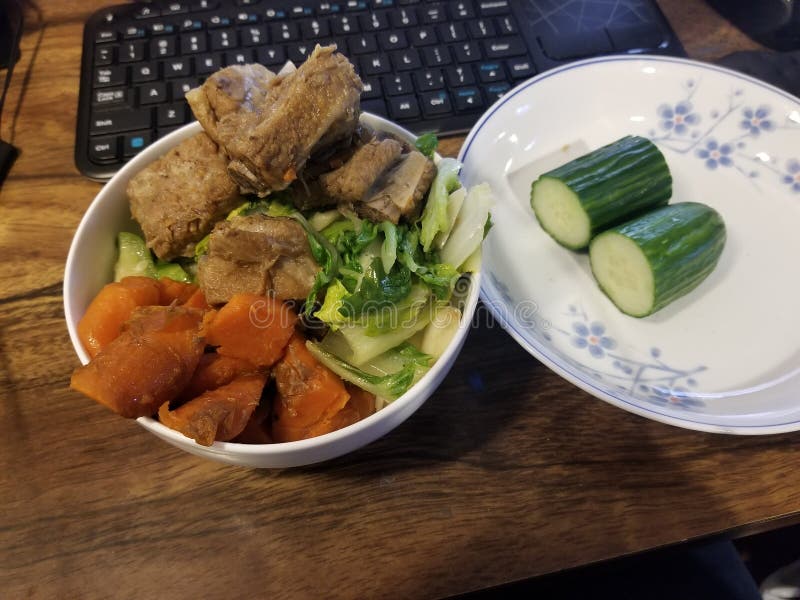 Eating Delicious Lunch in Front of My Computer Stock Image - Image of ...