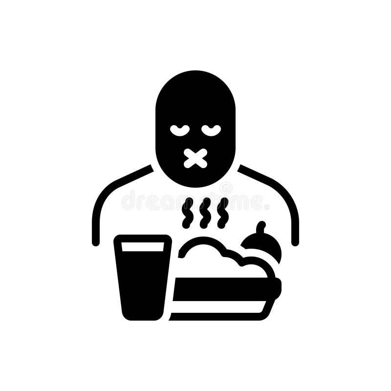 Black Solid Icon for Eating Disorders, Eating and Meals Stock ...