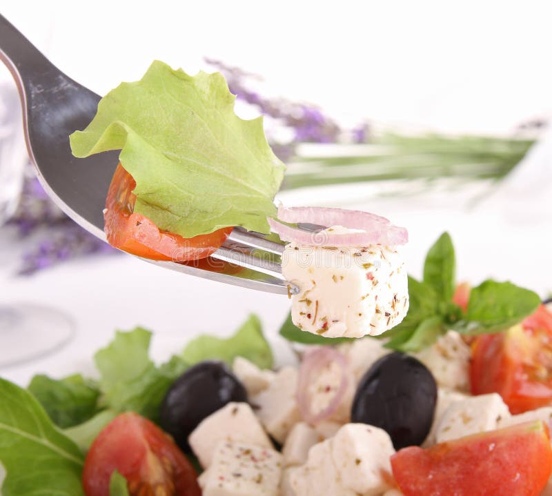Eating feta salad stock photo. Image of cheese, lettuce - 20122534
