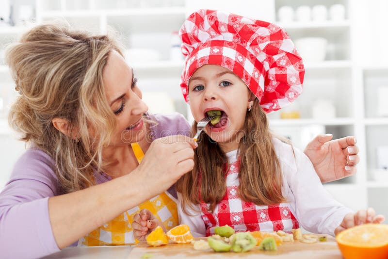 Eating a Healthy Snack - Fruit Slices on Stick Stock Image - Image of ...