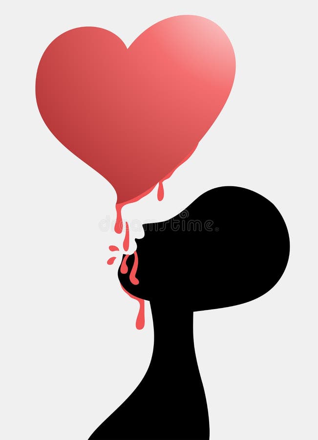 Eating a heart stock illustration. Illustration of emotion - 100164646