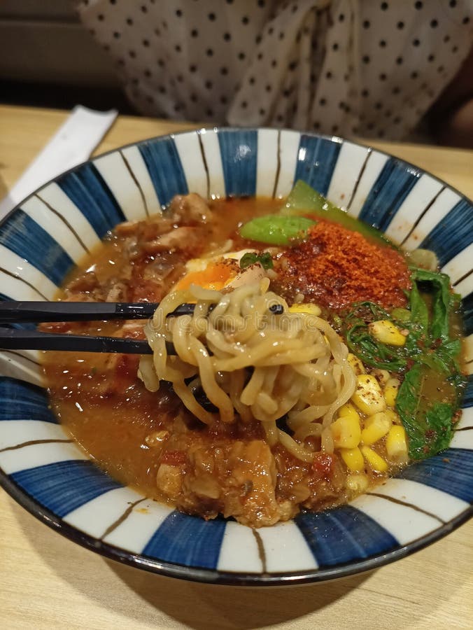 Eating Hot and Spicy Mala Ramen Stock Image - Image of restaurant ...