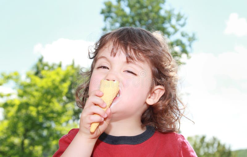 Eating ice cream cone stock image. Image of cream, child - 31661727
