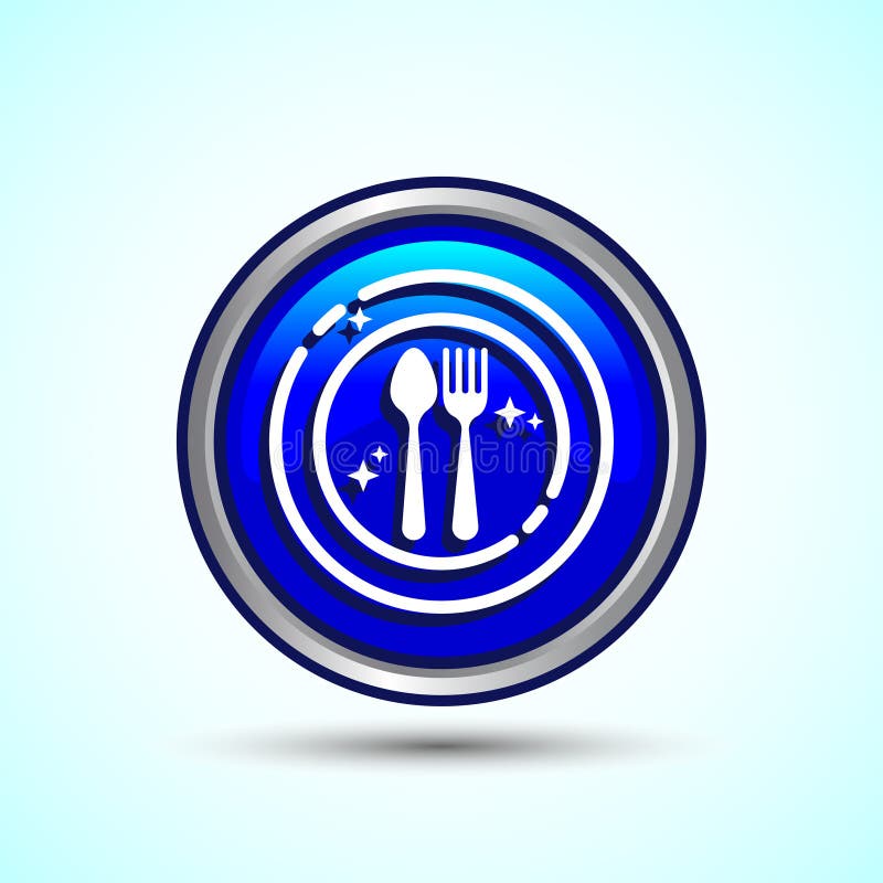 Eating Icon Button Design Illustration. Fork, Spoon, Restaurant Icon ...