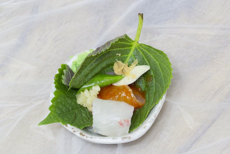 Korean Raw Fish ( Sashimi )on White Noodle Stock Image - Image of aroma ...