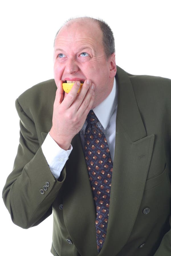 Eating lemon stock photo. Image of bald, chewing, shirt - 3580530