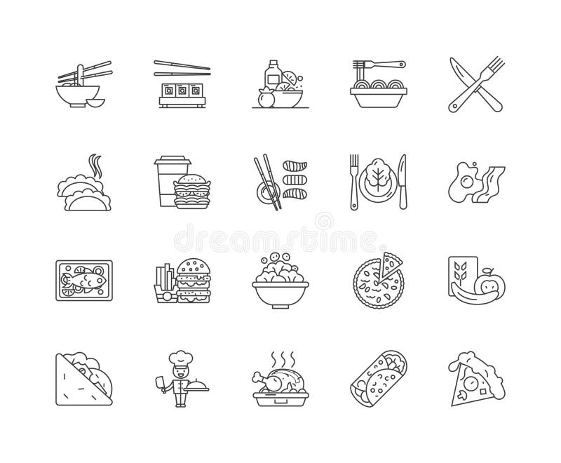 Eating Line Icons, Signs, Vector Set, Outline Illustration Concept ...
