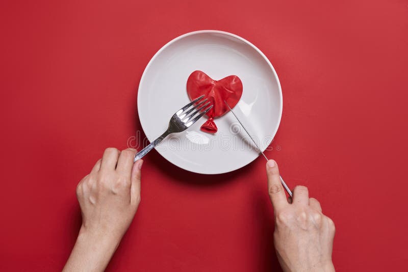 Eating Love. Heart Shape Balloon Eating Stock Image - Image of setting ...