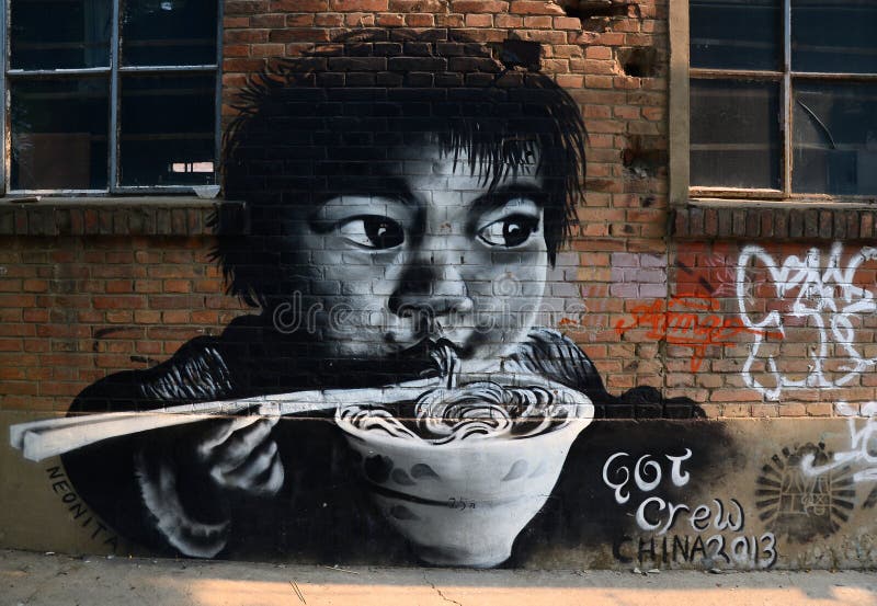 Jip And Janneke Drawing On Wooden Board Between Two Abandoned Houses ...