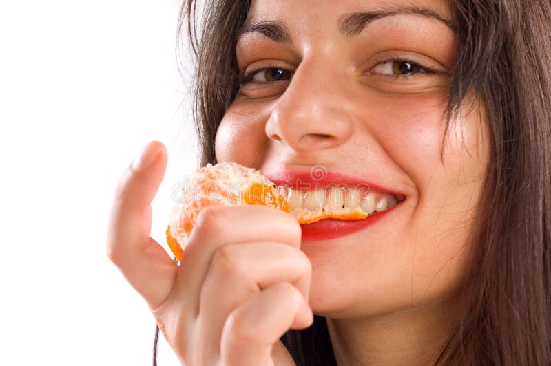 Eating orange stock image. Image of caucasian, face, food - 1661517
