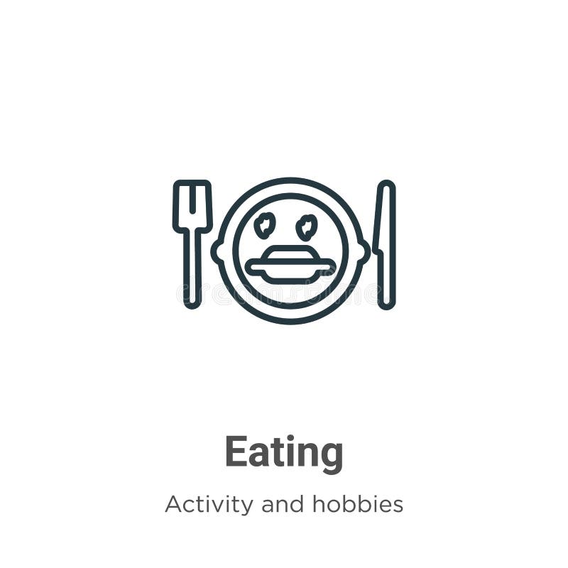 Outline Eating Vector Icon. Isolated Black Simple Line Element ...