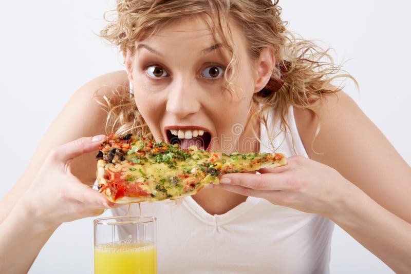 Eating pizza stock photo. Image of italtian, healthy - 15302334